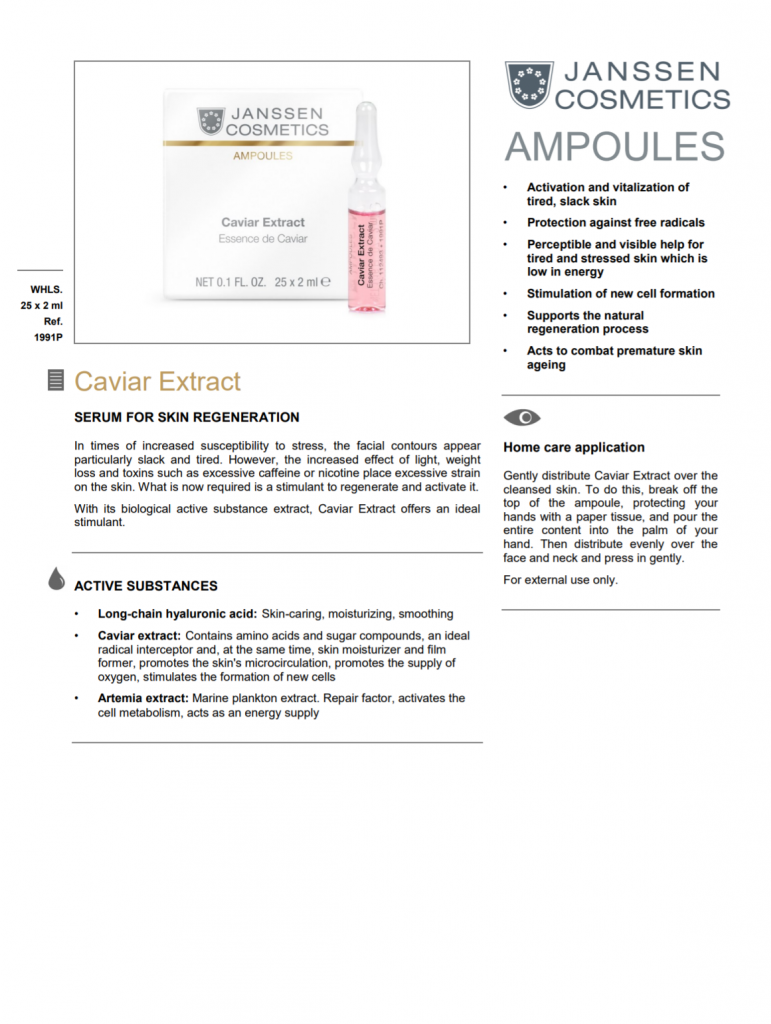 CAVIAR EXTRACT 25 x 2ML - Janssen Cosmetics USA